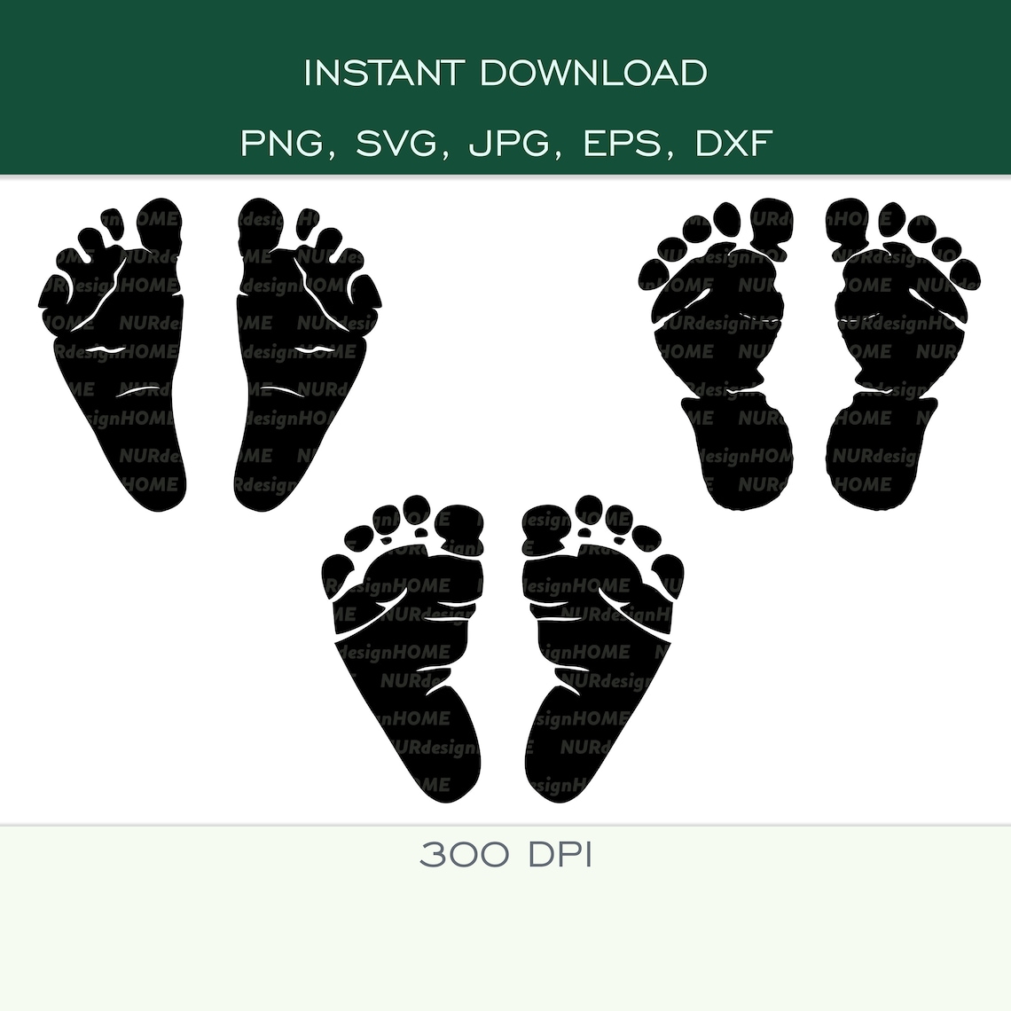 Buy Baby Footprint Baby Feet Instant Download SVG, PNG, DXF, Eps, Jpg ...