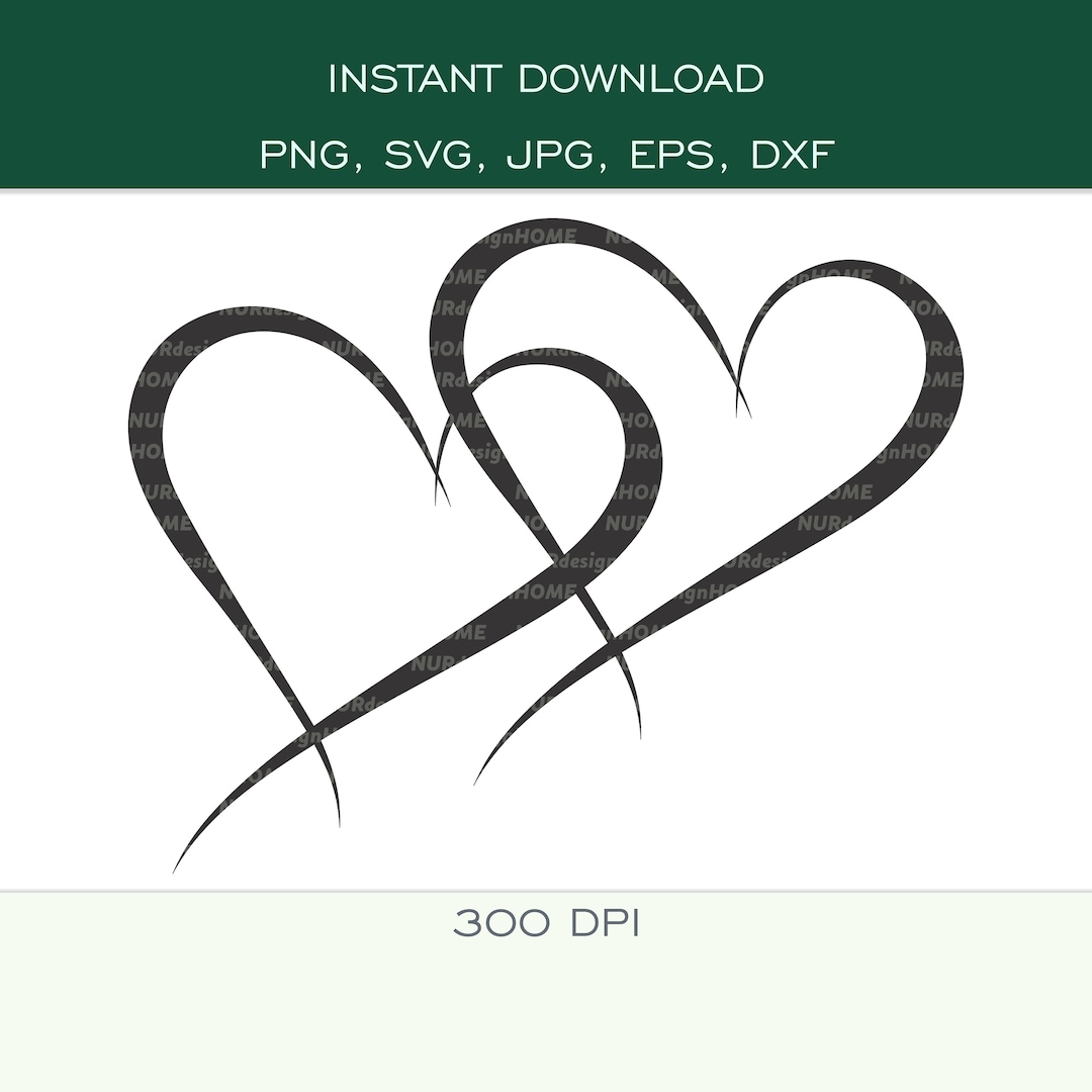 Double Heart - SVG, PNG, DXF, Eps, Jpg - Digital Instant Download - Cut ...