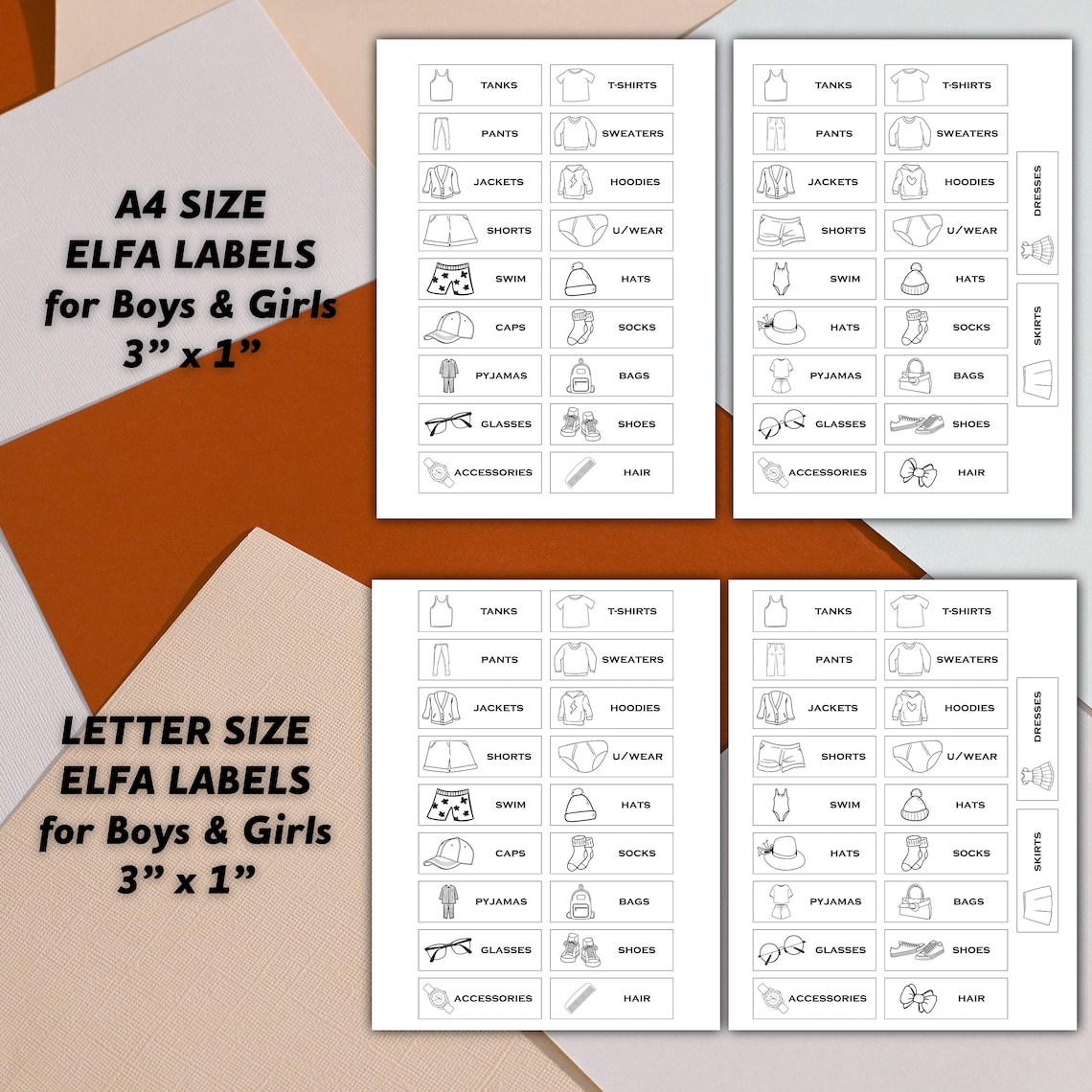 Printable Dresser Drawer Labels for Kids & Teens (boys, Girls ...