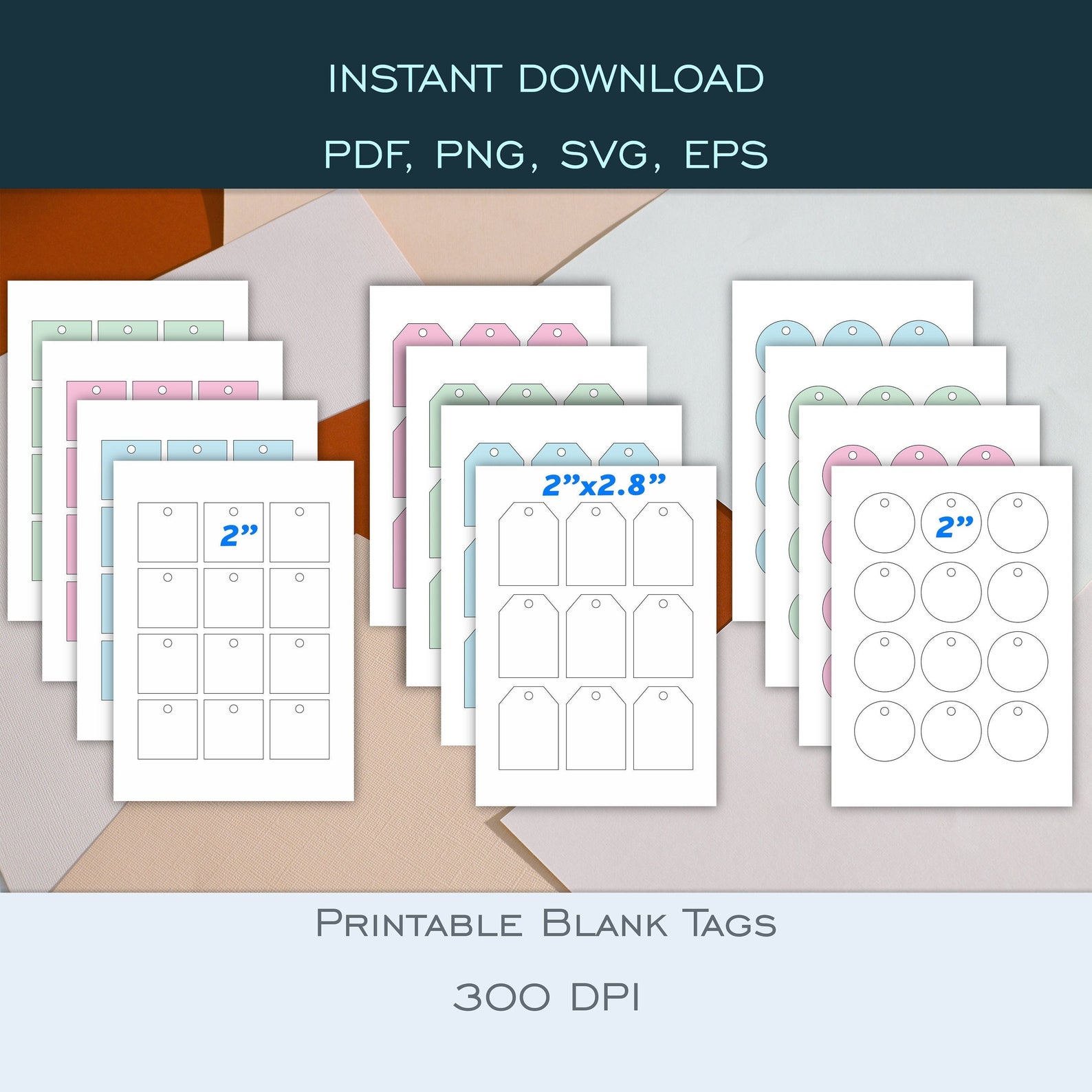 Printable Tag Templates - PDF (A4), PNG, SVG, Eps - Digital Tags ...