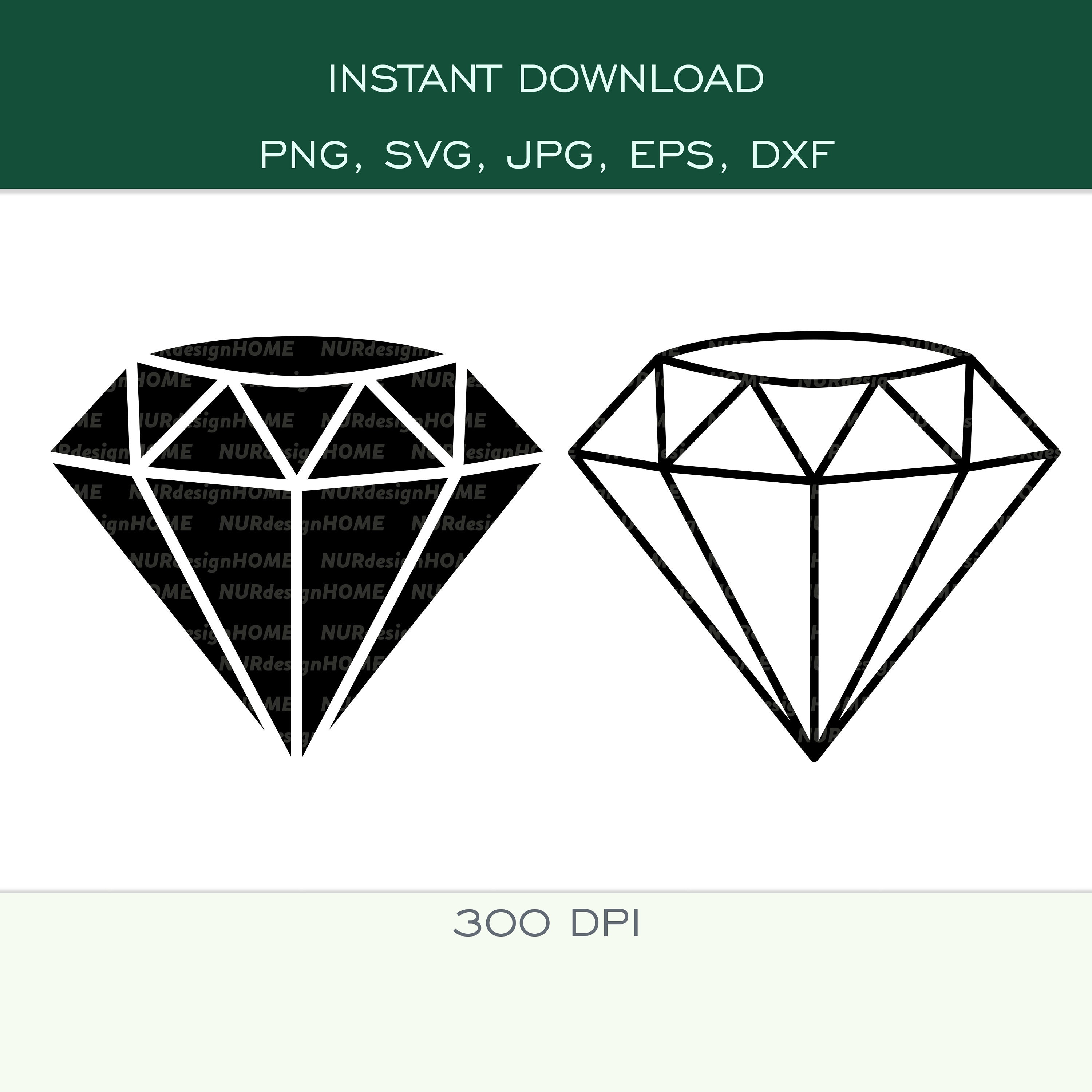 Diamong - SVG, PNG, DXF, Eps, Jpg - Diamond Outline - Blaock Diamond ...