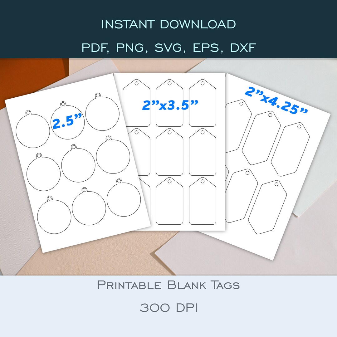 Printable Digital 3 Different Type Tag Templates - PDF (A4), PNG, SVG ...