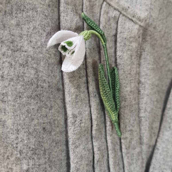 Crochet Snowdrop Brooch - Etsy