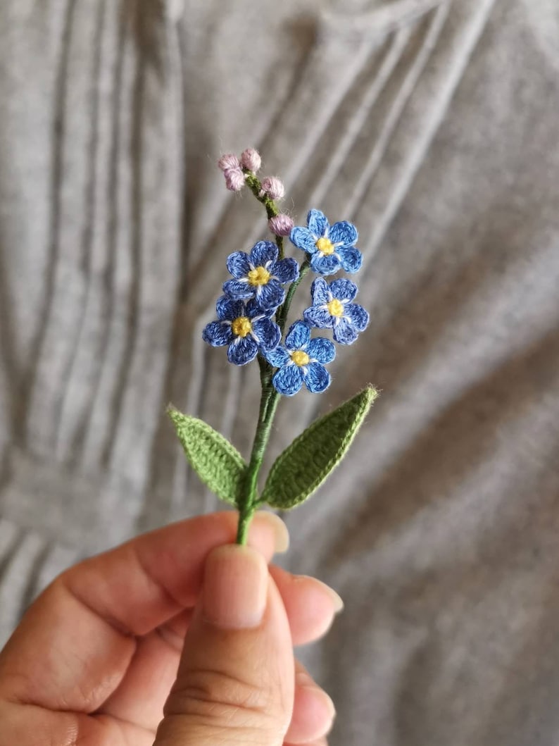Crochet Pattern - FORGET-ME-NOT Mini Flower Bouquet - Level 2 - Etsy