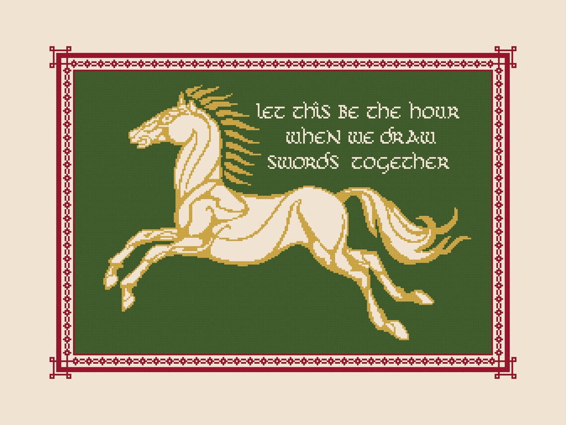 Lord of the Rings Tolkien Inspired Rohan Cross Stitch Art. Pattern ...