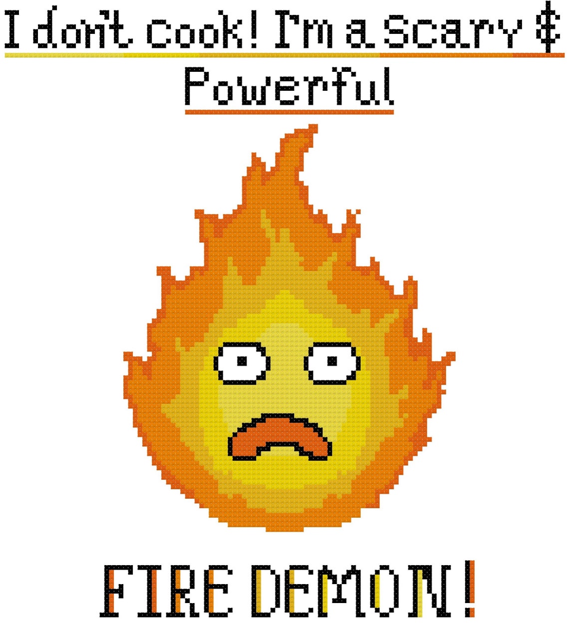 Studio Ghibli Inspired Calcifer Cross Stitch Pattern Pdf. Howl's Moving ...