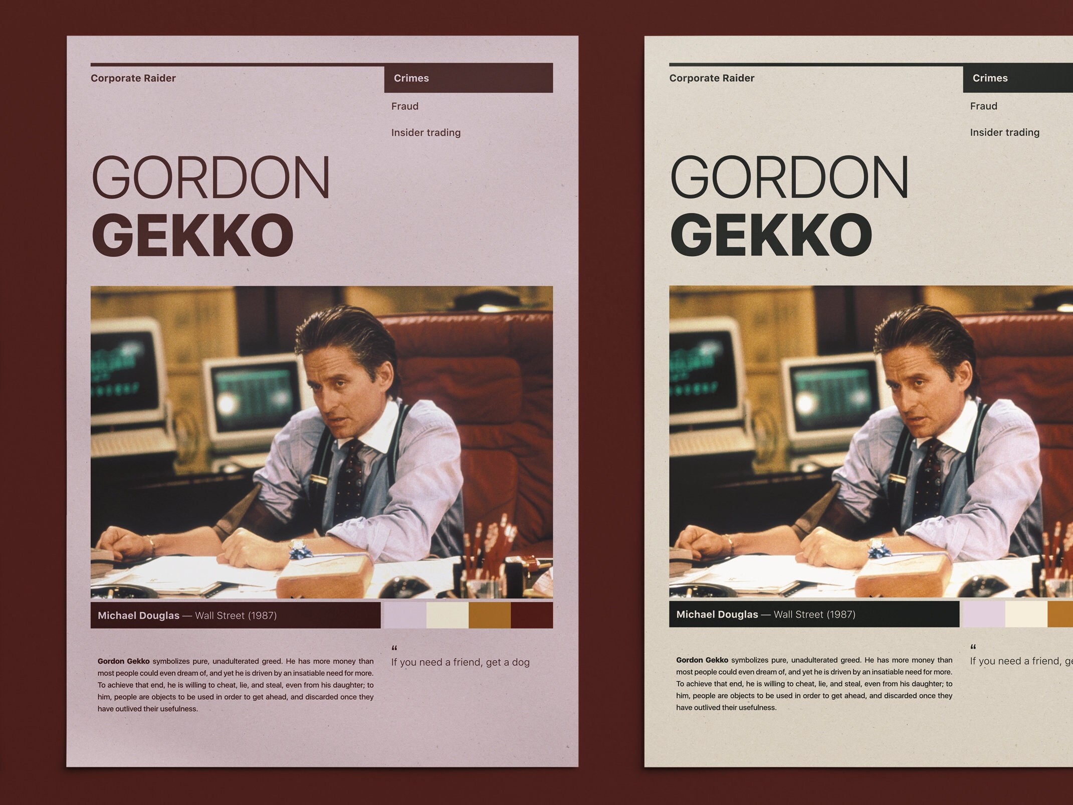 Gordon Gekko Poster Michael Douglas Wall Street Minimalistic ...