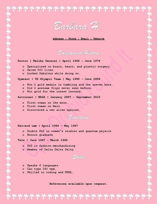 Barbie-inspired Resume Template Vintage Hollywood Script Malibu Barbie ...