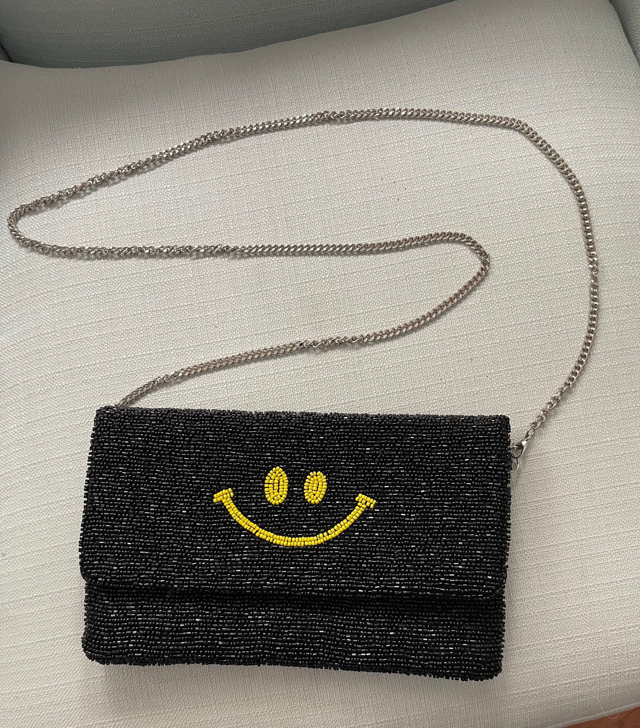 Black Smiley Face Beaded Clutch Purse - Etsy