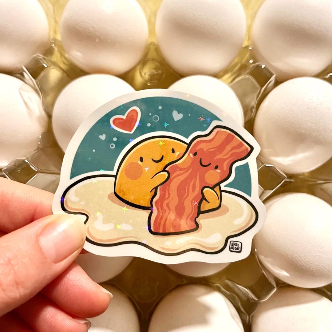 Bacon and Eggs Sticker, Eggs and Bacon Sticker, Bacon Lover, Breakfast ...