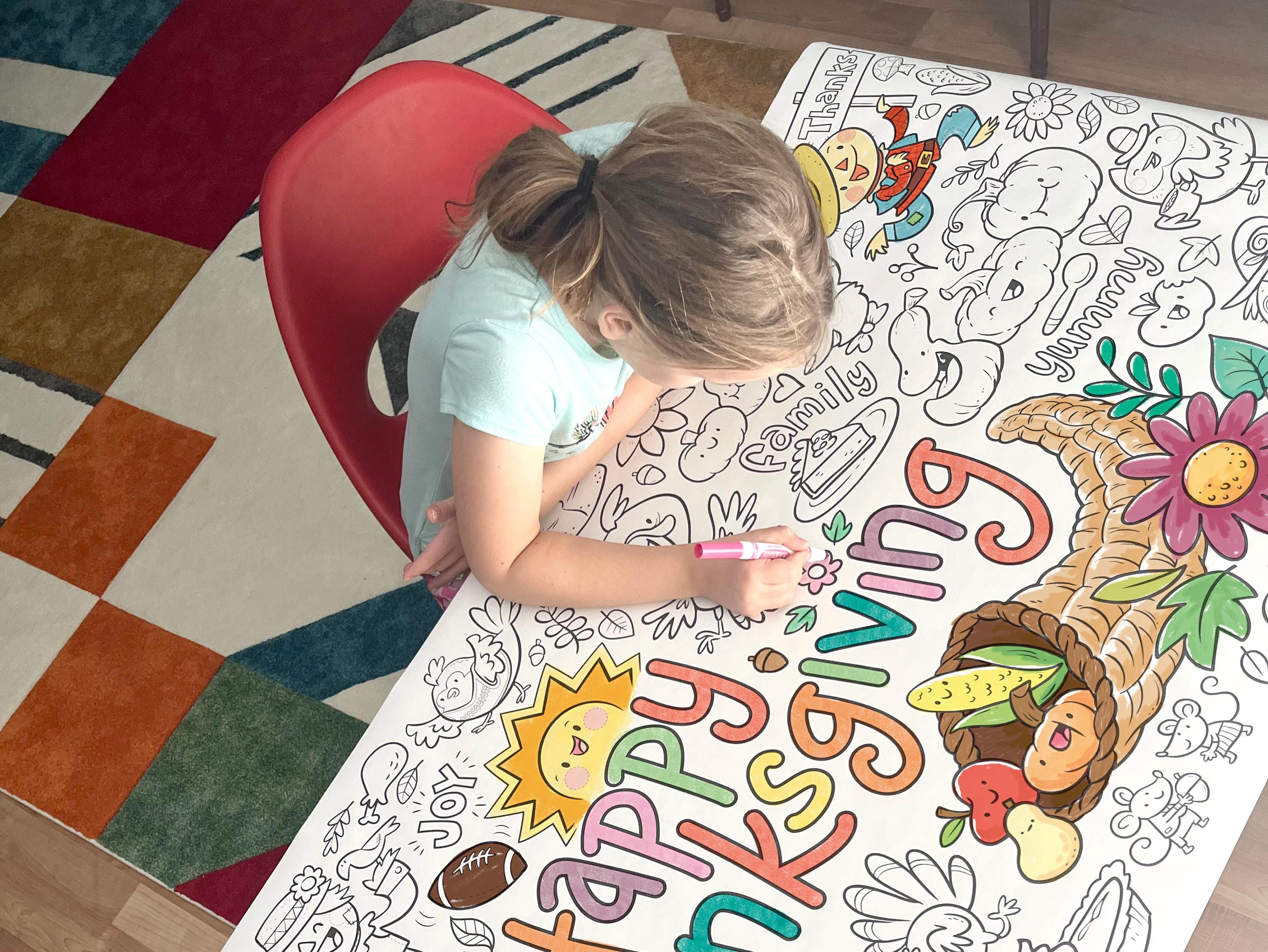 Giant Thanksgiving Coloring Poster: Kids' Table Activity (30" X 72") - Etsy