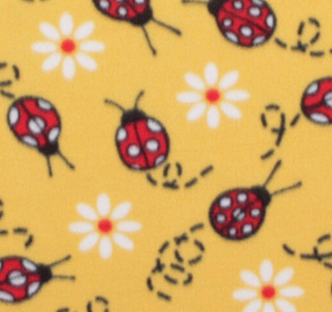 Fleece-remnants-ladybugs in Yellow - 100% Polyester Blizzard Fleece - Etsy
