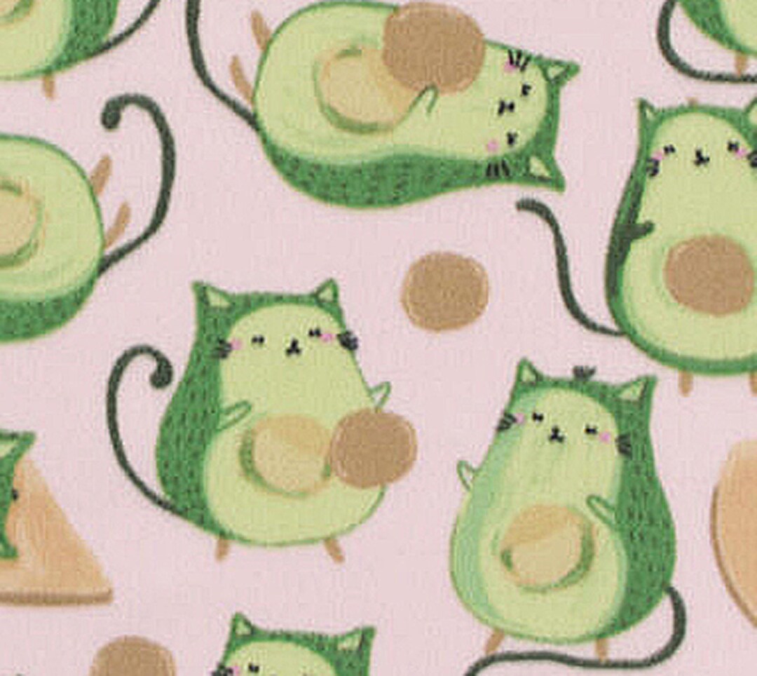 Fleece Avocado Cats Pink, 100% Polyester Blizzard Fleece-by the Yard - Etsy