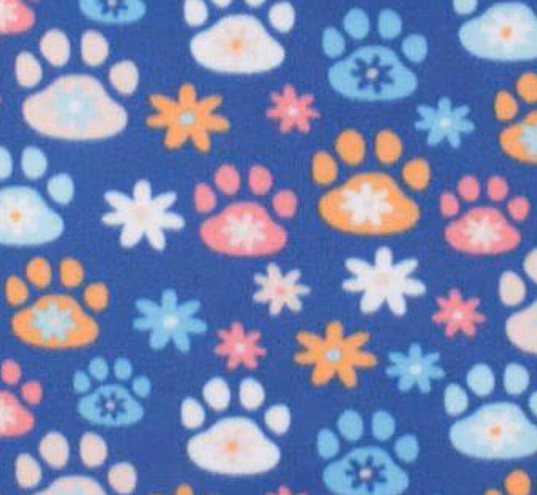 Fleece Paws and Flowers-100% Polyester Blizzard Fleece-by the Yard - Etsy