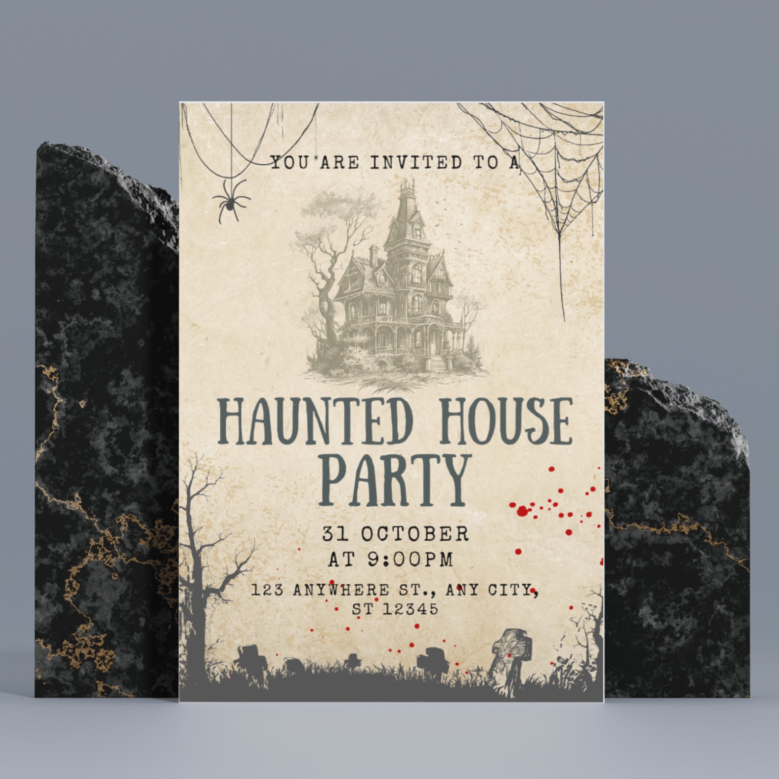 Haunted House Party Invitation - Halloween Party Editable Template - Etsy