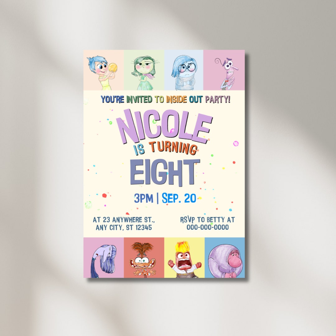 Inside Out Invitation Template - Pastel Color Editable Template - Etsy
