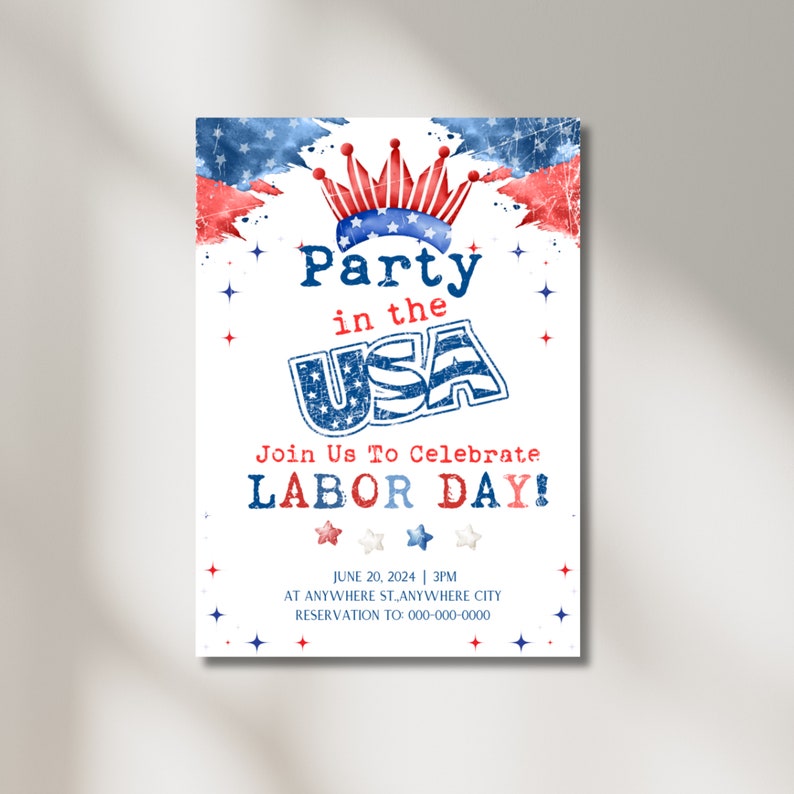 Party in the USA Labor Day Editable Invitation Template - Etsy