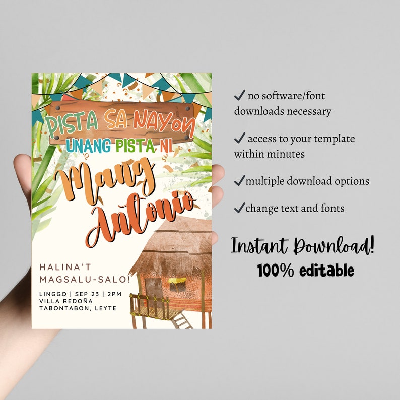 Fiesta Birthday Party - Pista Sa Nayon Invitation Template - Etsy