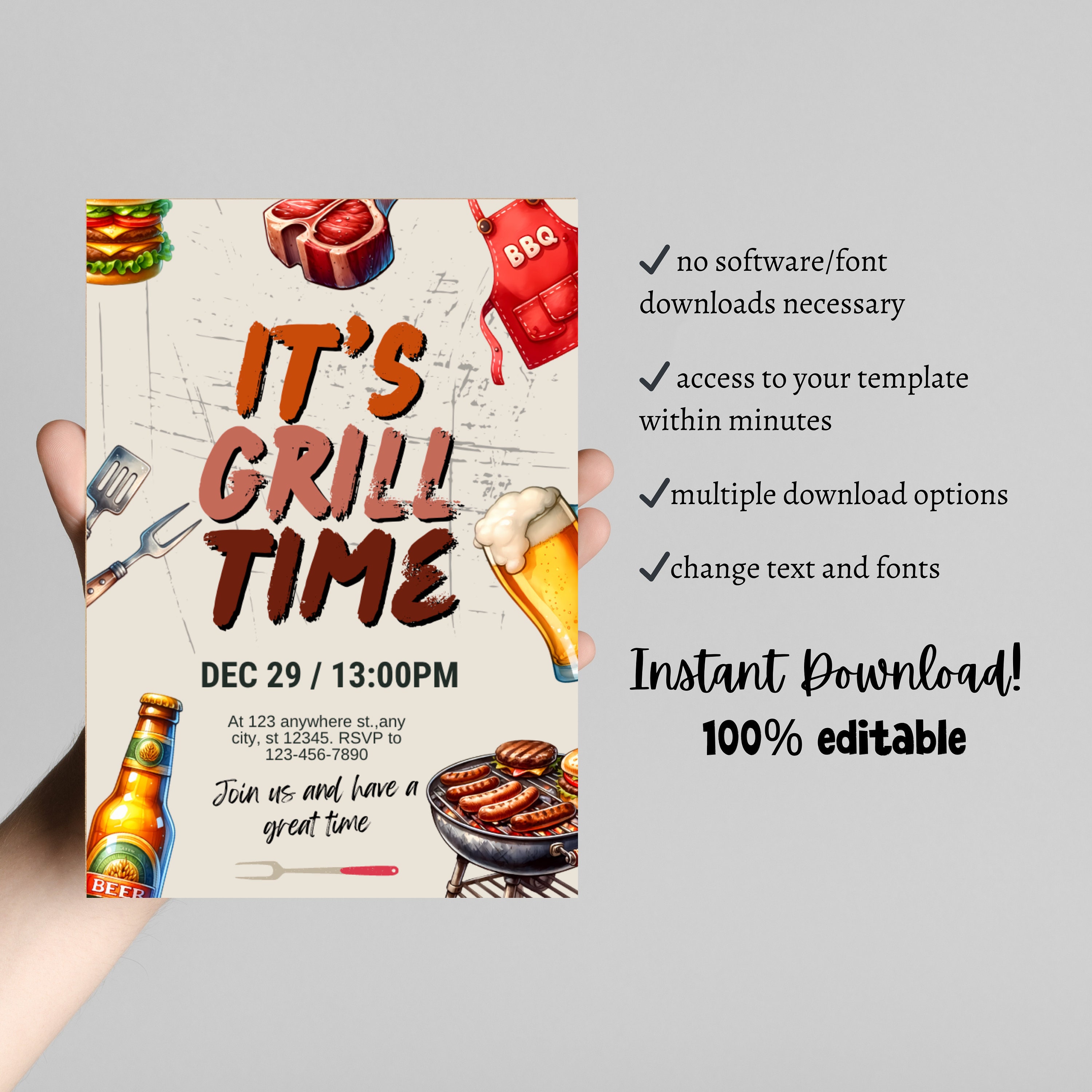 Barbecue Theme Party - Editable Template - Etsy