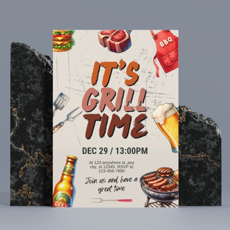 Barbecue Theme Party - Editable Template - Etsy