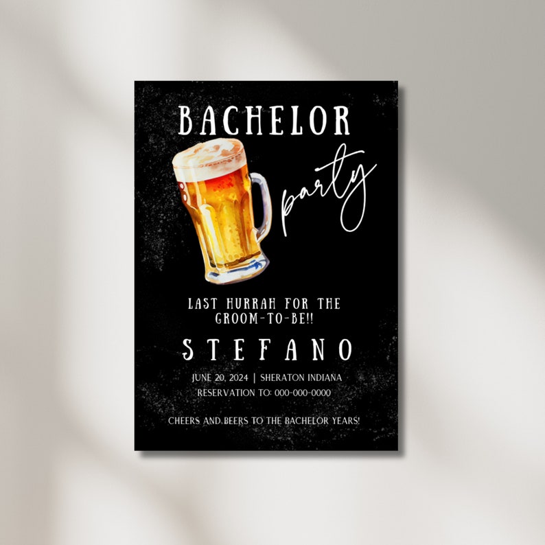 Bachelor Party Editable Invitation Template - Cheers and Beers to the ...