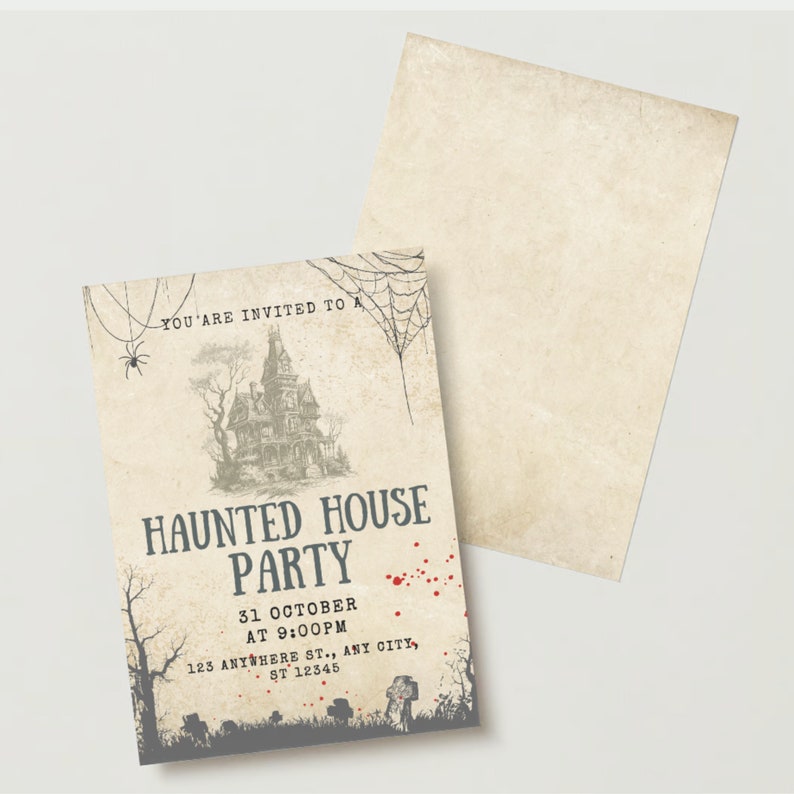 Haunted House Party Invitation - Halloween Party Editable Template - Etsy
