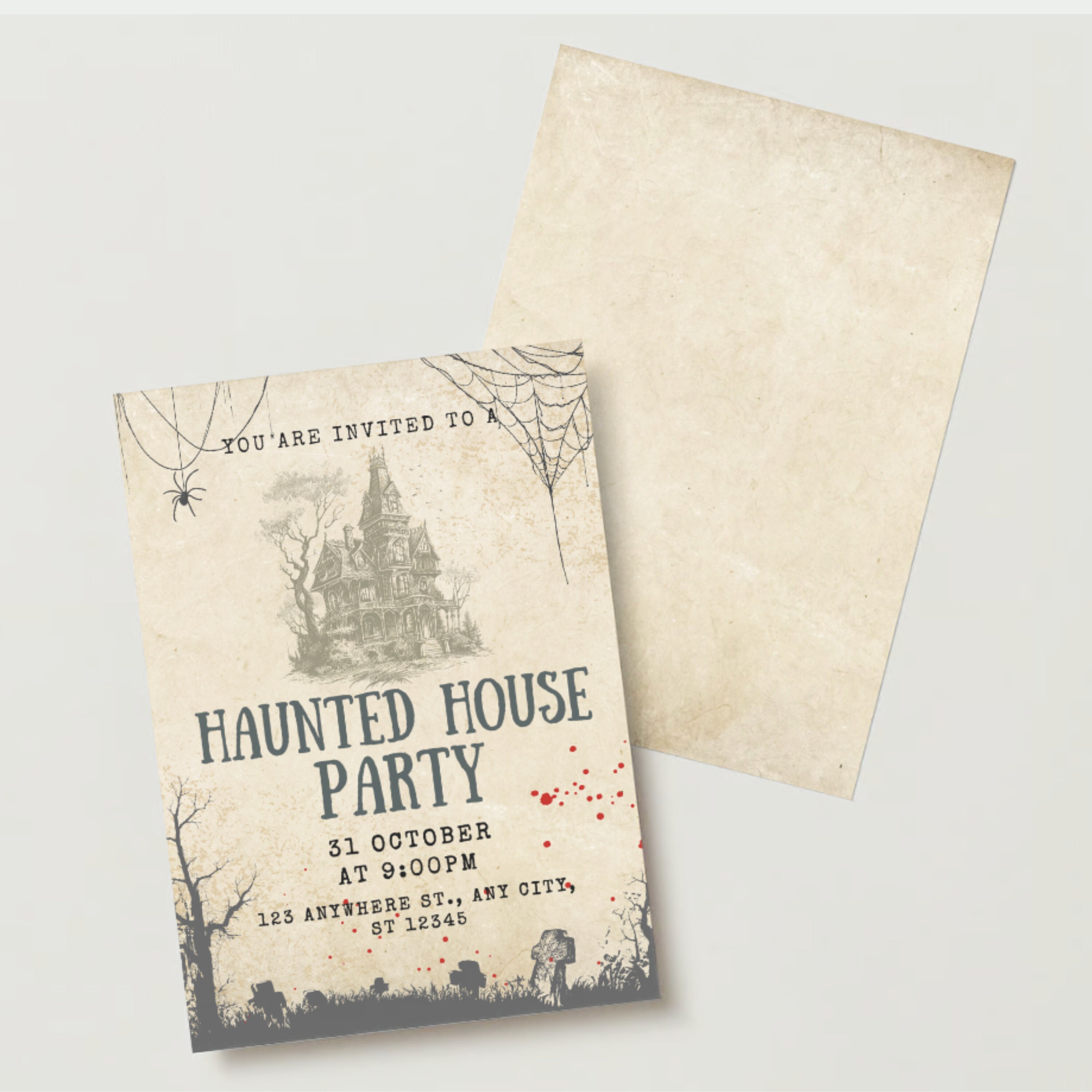 Haunted House Party Invitation - Halloween Party Editable Template - Etsy