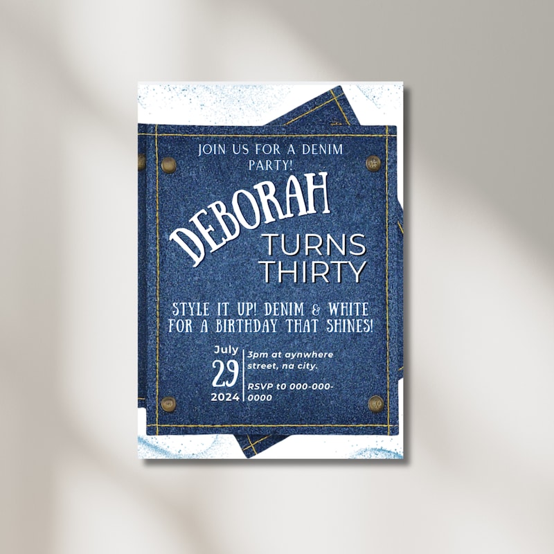Denim and Diamonds Invitation - Etsy