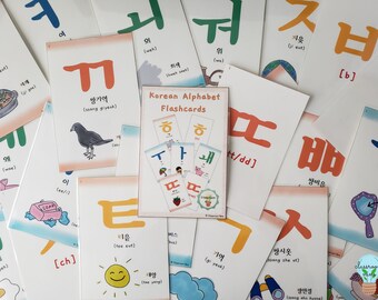 Korean Alphabet Flash Cards Printable - Etsy