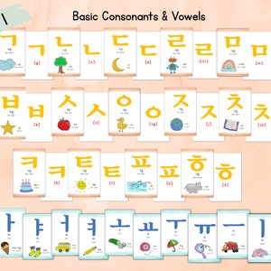 Korean Alphabet Flashcards - Etsy