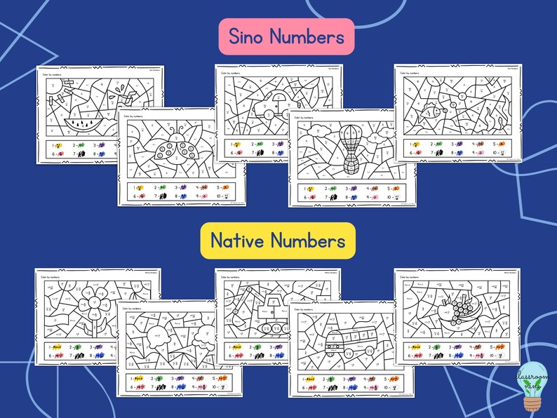 Color by Number - Sino & Native Numbers - Etsy