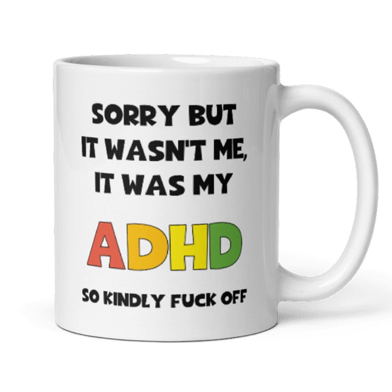 Funny ADHD Mug, Work Colleague ADHD, Secret Santa ADHD Gift, Joke Adhd ...