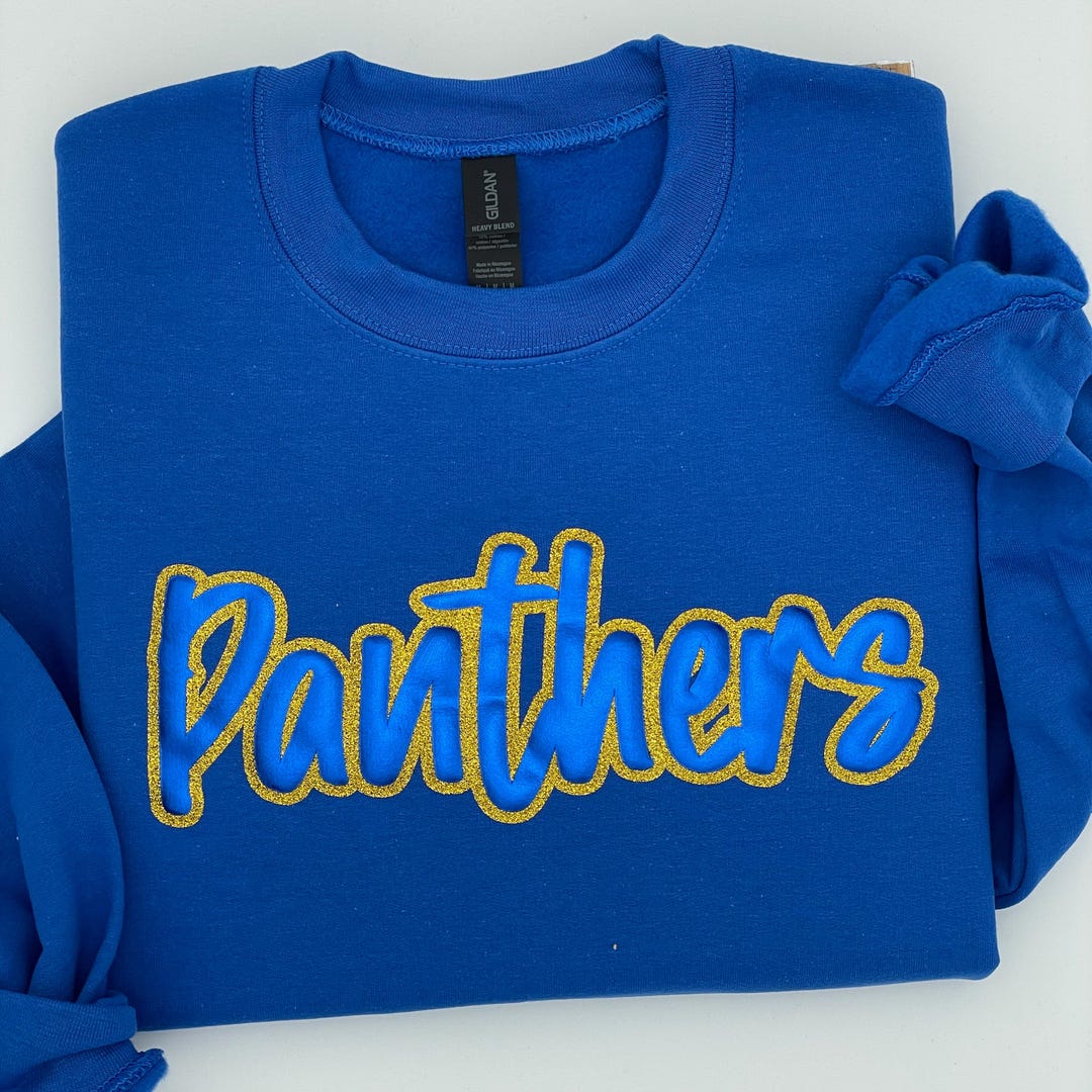 Custom Gold Glitter Outline Puff Print Sweatshirt Embossed Raised ...