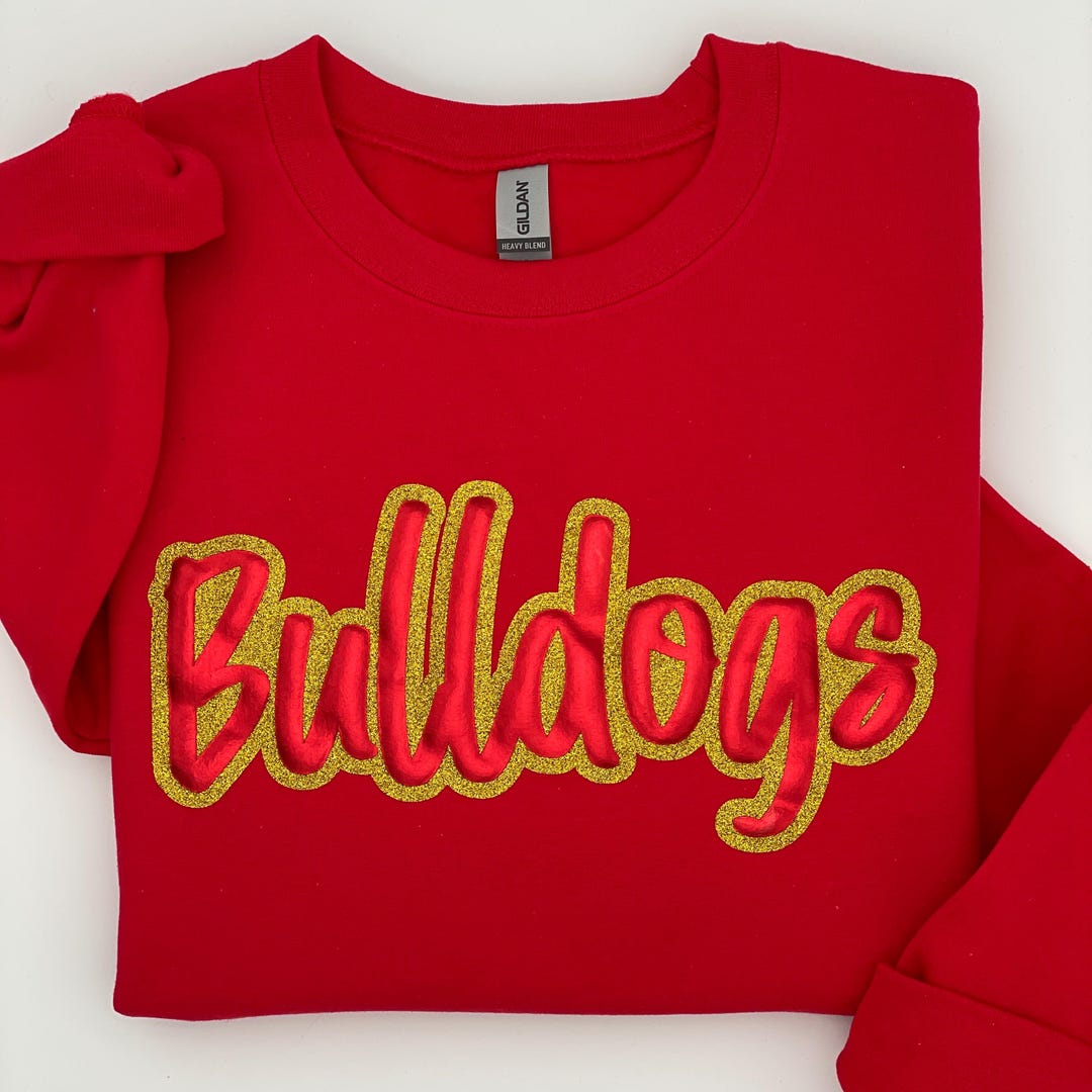 Team Spirit Puff Hoodie, Glitter Outline, Raised Metallic Letters ...