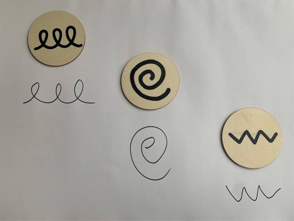 Wooden Pre-writing Mark Making Discs Learning Resource EYFS Early Years ...