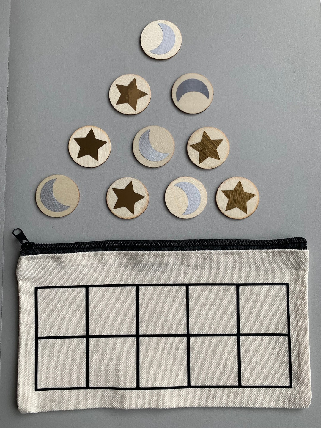 Wooden Double Sided Counters / Discs and Ten Frame Case White Learning ...