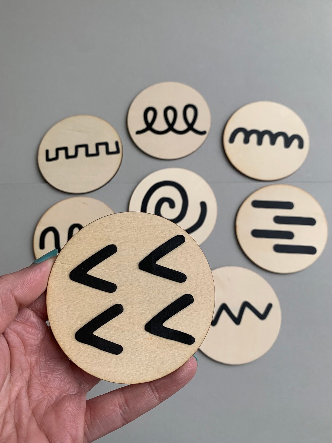 Wooden Pre-writing Mark Making Discs Learning Resource EYFS Early Years ...