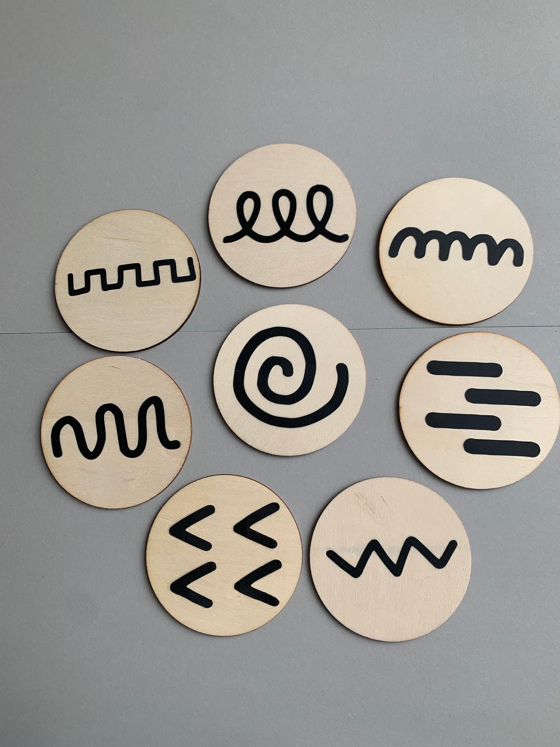 Wooden Pre-writing Mark Making Discs Learning Resource EYFS Early Years Resources Classroom ...