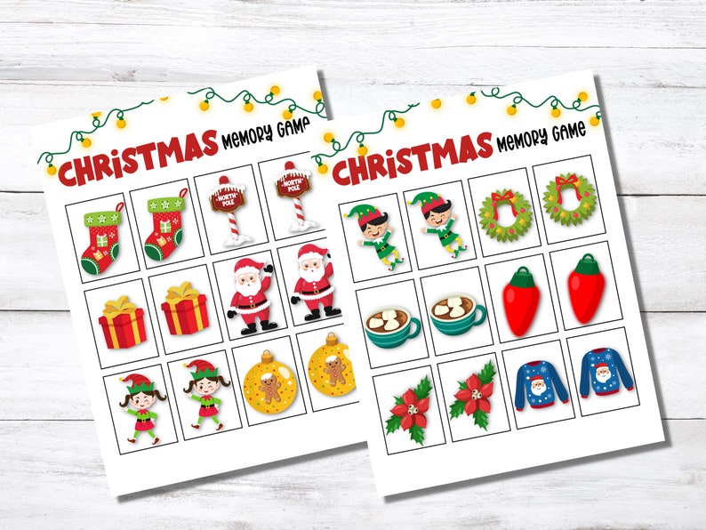 Christmas Memory Game, Christmas Matching Game, Printable Christmas ...