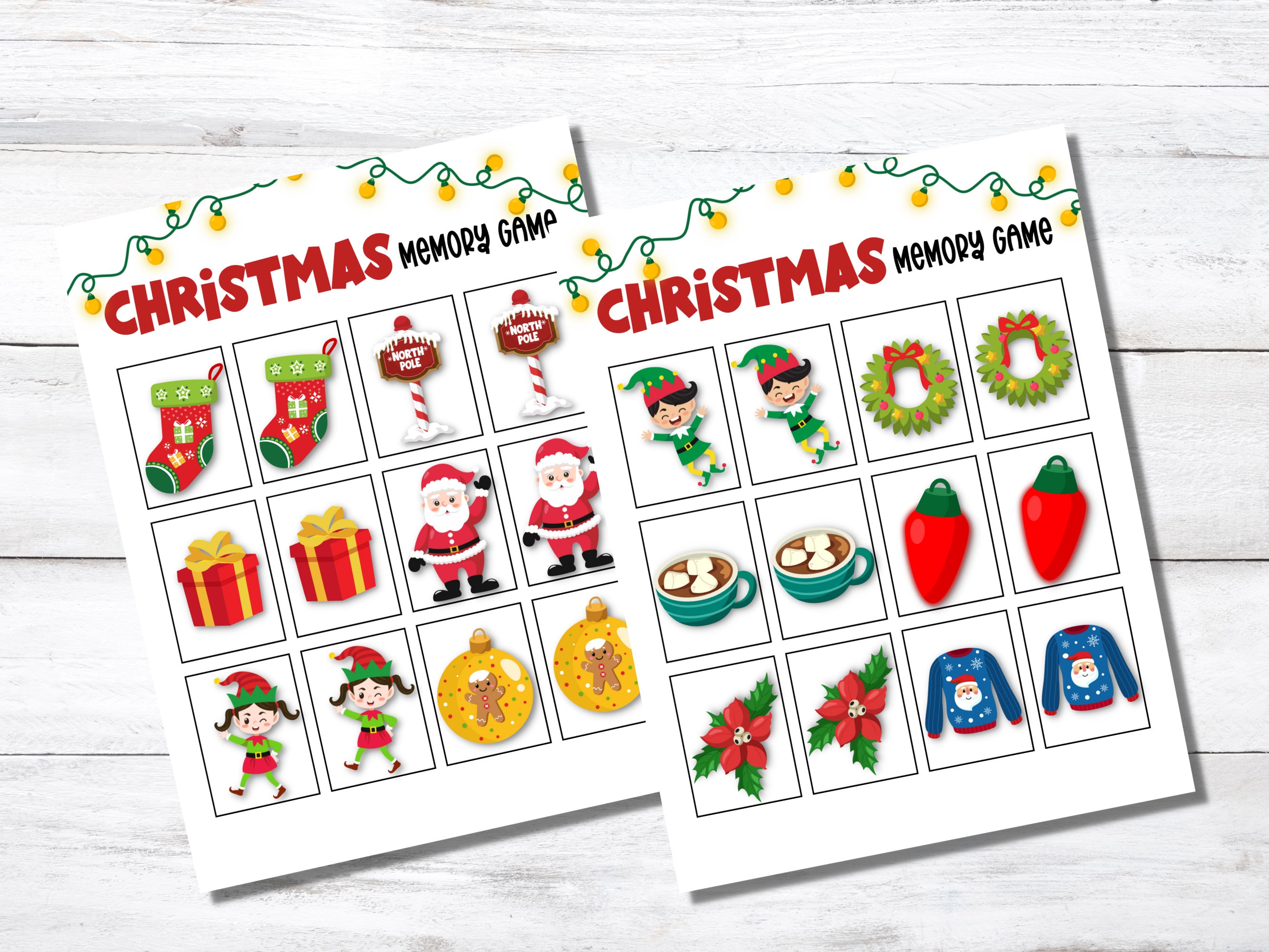 Christmas Memory Game, Christmas Matching Game, Printable Christmas ...