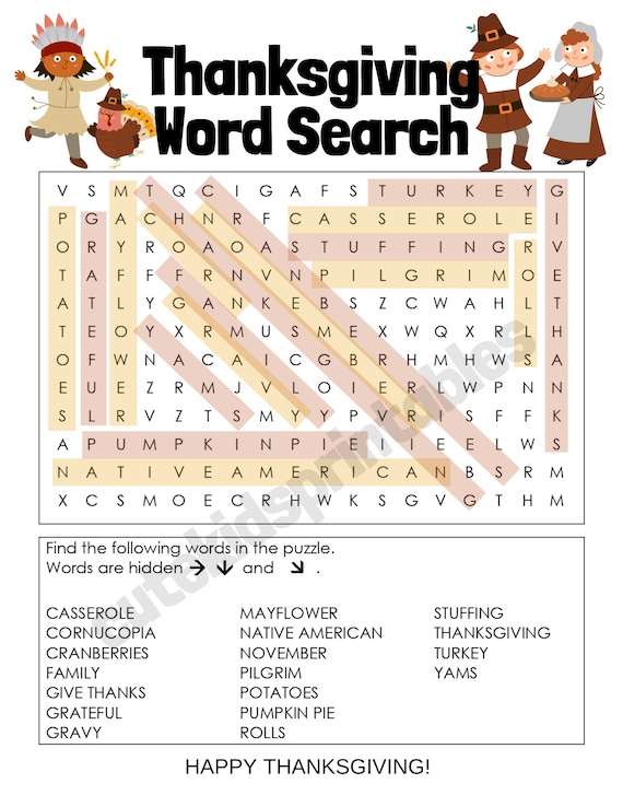 Thanksgiving Word Search Pdf