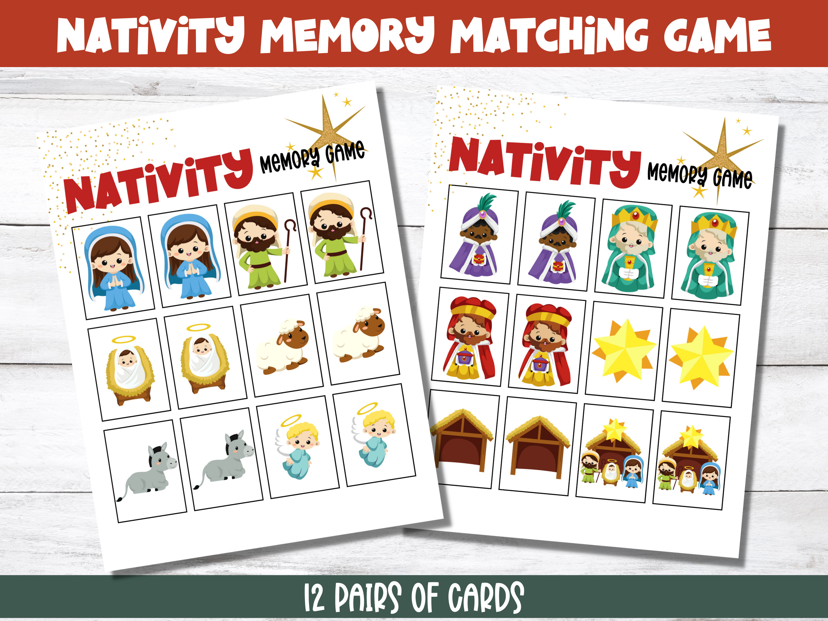 Nativity Themed Christmas Matching Game, Christmas Memory Game ...