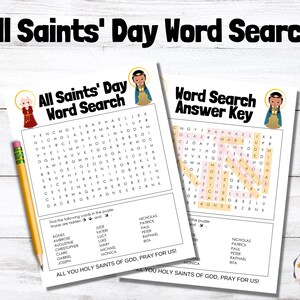 All Saints' Day Word Search Printable PDF - Etsy