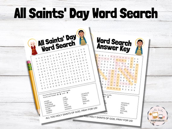 All Saints' Day Word Search Printable PDF - Etsy
