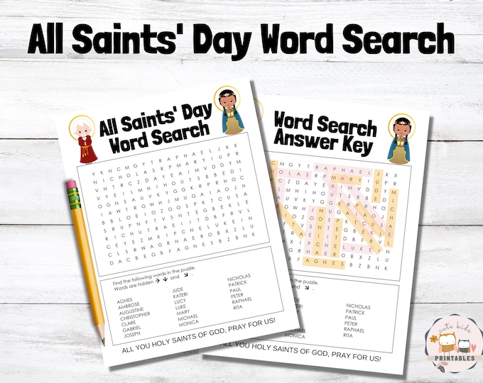 All Saints' Day Word Search Printable PDF - Etsy