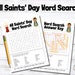 All Saints' Day Word Search Printable PDF - Etsy