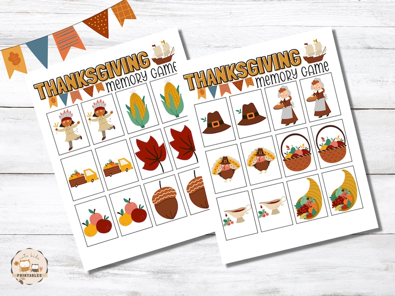Printable Thanksgiving Matching Game, Thanksgiving Memory Game ...