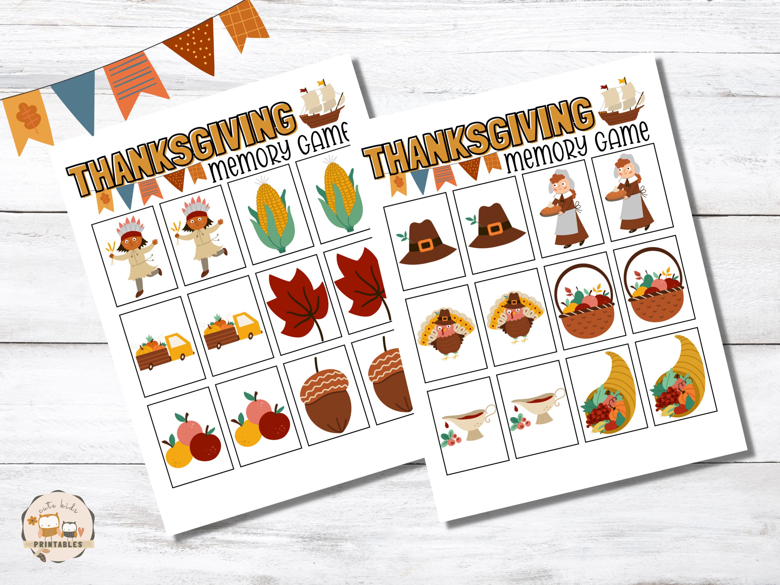 Printable Thanksgiving Matching Game, Thanksgiving Memory Game ...