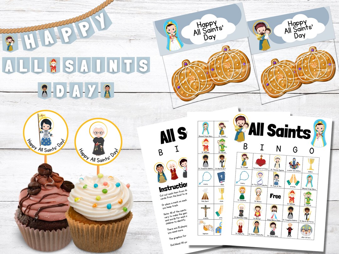 All Saints' Day Party Pack Printables PDF Cupcake Toppers, Banner ...