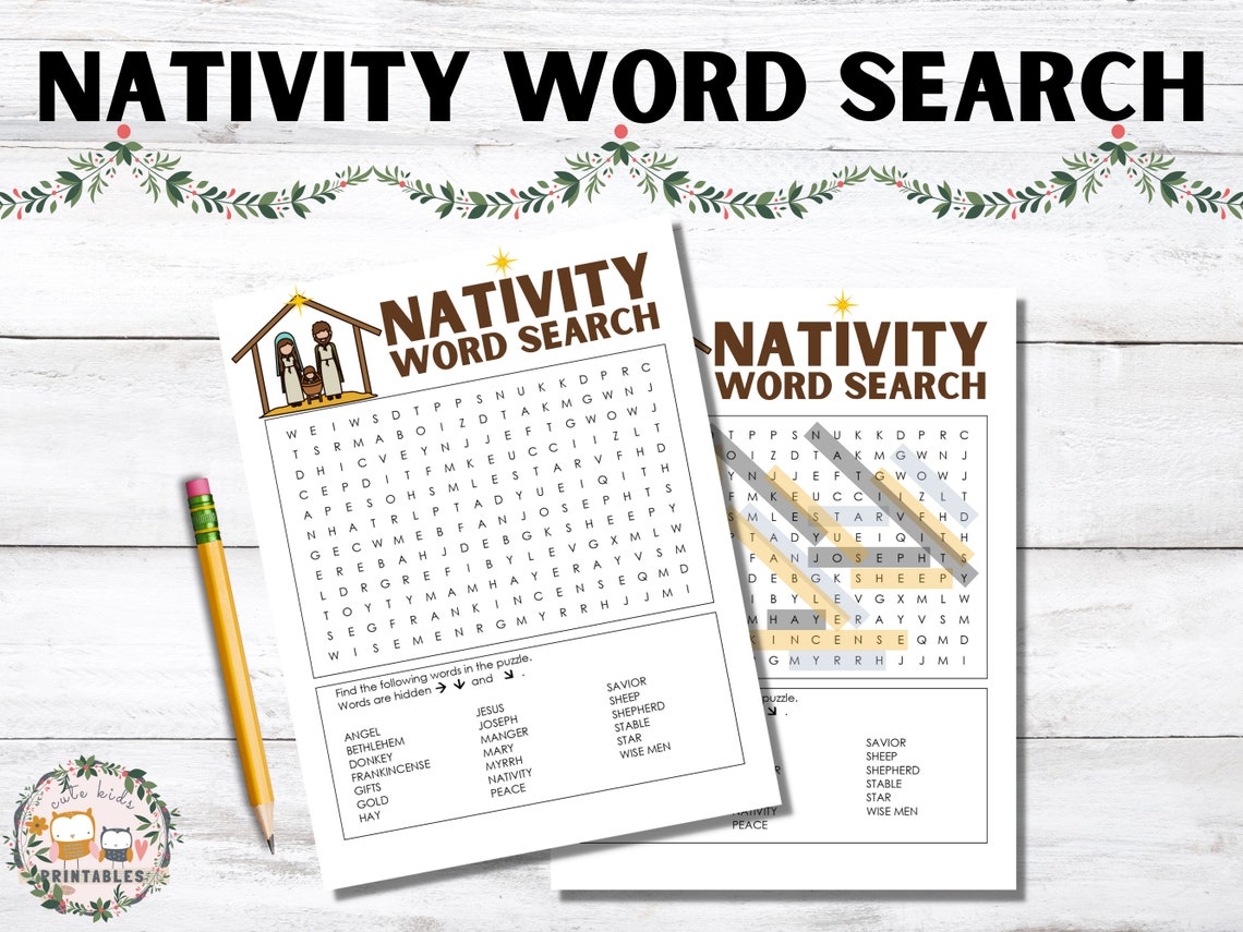 Nativity Christmas Word Search Printable for Classroom, Home, or ...